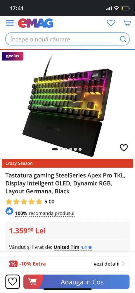 Tastatura Gaming Steelseries Apex Pro Tkl Display Inteligent Oled Ovidiu • Olx Ro