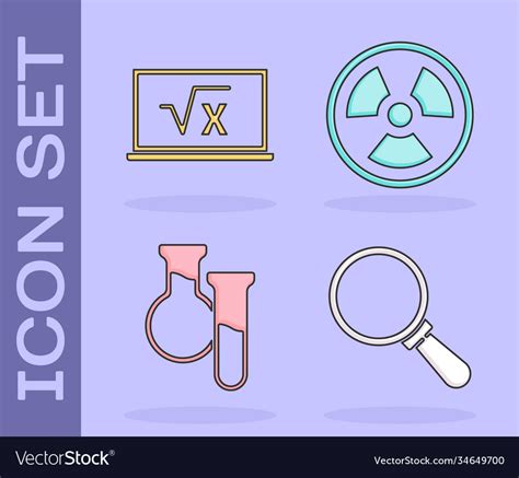 Set Magnifying Glass Square Root X Glyph Test Vector Image