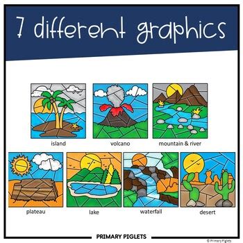LANDFORMS Color By Number Code Addition Subtraction To Coloring Pages
