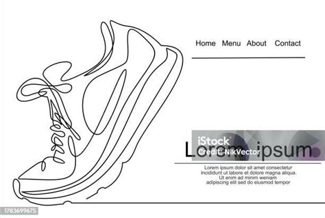 스니커즈의 벡터 일러스트레이션 라인 스타일의 스포츠 신발 연속 한 줄 스포츠 신발에 대한 스톡 벡터 아트 및 기타 이미지 스포츠 신발 달리기 벡터 Istock