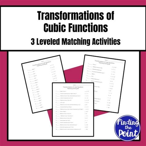 3 Transformations Of Cubic Functions Matching Activities By Finding The