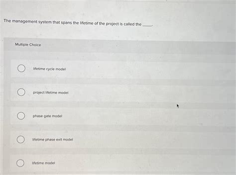 Solved The Management System That Spans The Lifetime Of The