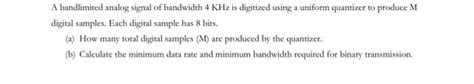 Solved A Bandlimited Analog Signal Of Bandwidth KHz Is Chegg