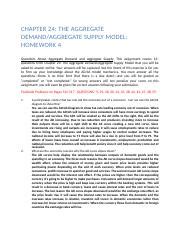Homework 5 Questions About Aggregate Demand And Aggregate Supply Docx CHAPTER 24 THE
