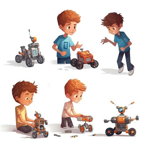 Premium Ai Image Multiple Different Animations Robot With His Friends