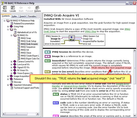 Solved Bug Documentation For Immediate Argument Of Imaq Grab Acquire Seems Wrong Ni