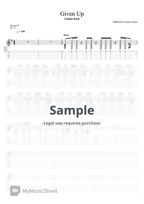 Linkin Park Given Up Sheets By Leisure Guitar