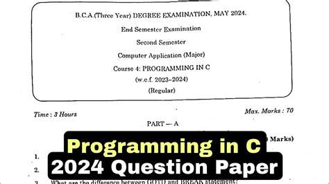 Degree 2sem Programming In C Question Paper 2024 Degree 2nd Semester