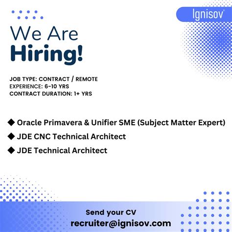 Ignisov Consulting Services On Linkedin Hiring Jobopportunity Oracleprimavera Jde Techjobs