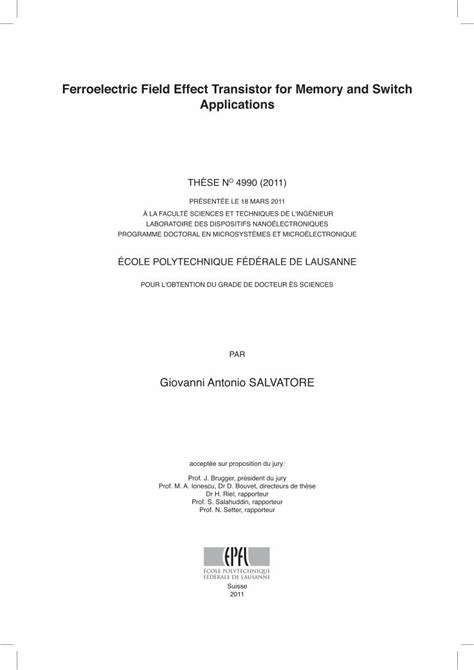 Pdf Ferroelectric Field Effect Transistor For Memory And Infoscience Dokumen Tips