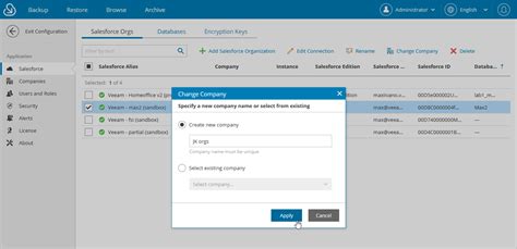 Editing Organizations Veeam Backup For Salesforce User Guide