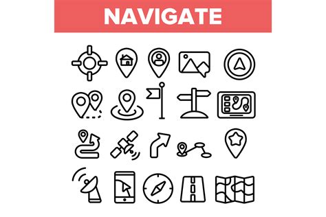 Navigation Linear Vector Thin Icons Set Graphic By Stockvectorwin Creative Fabrica
