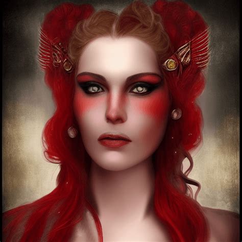 Beautiful Warrior Fire Elf Goddess Hybrid In An Intricate Victorian Red