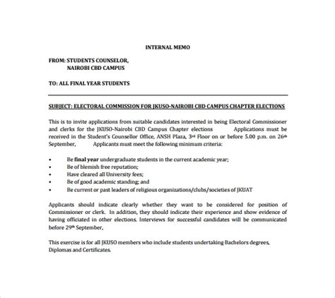 Sample Internal Memo Template 7 Free Documents Download In PDF Word