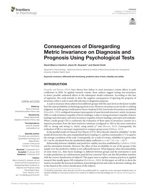 Pdf Consequences Of Disregarding Metric Invariance On Diagnosis And