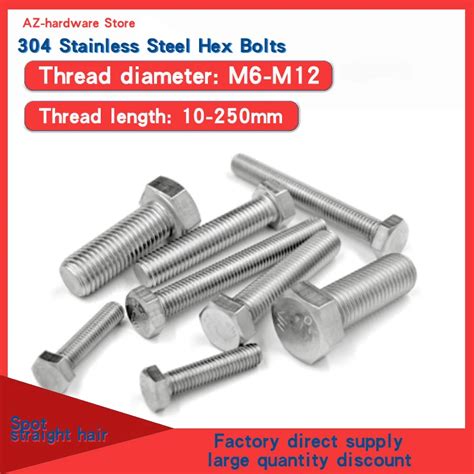 304 스테인레스 스틸 육각 나사 확장 풀 나사 육각 볼트나사 M6 M12 길이 10 250mm나사 Aliexpress