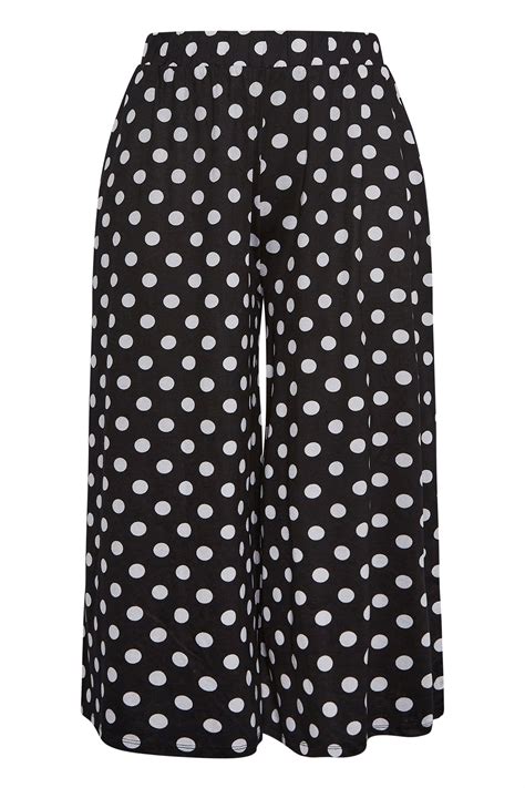 Yours Plus Size Black Polka Dot Midaxi Culotte Yours Clothing