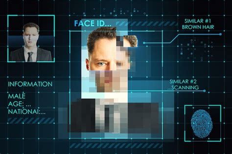 premium photo face recognition and authentication concept with