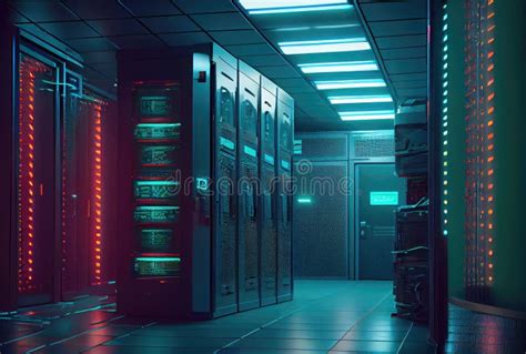 Server Room For Storage Worldwide Company Database Technology And Big Data Concept Digital Art