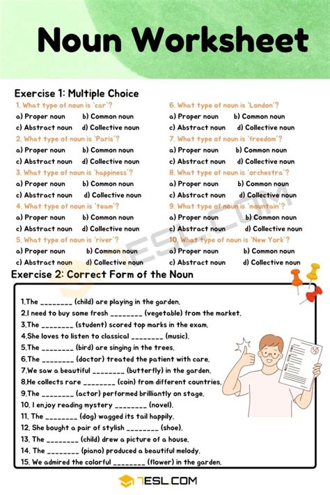 Noun Exercises Noun Worksheet • 7esl
