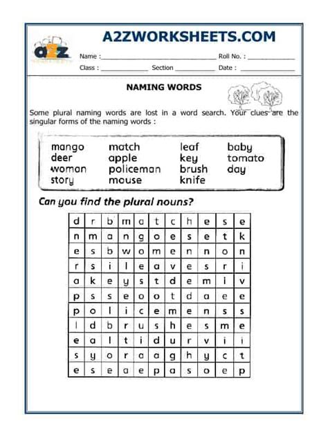 A2zworksheets Worksheet Of Naming Words 04 Grammar English