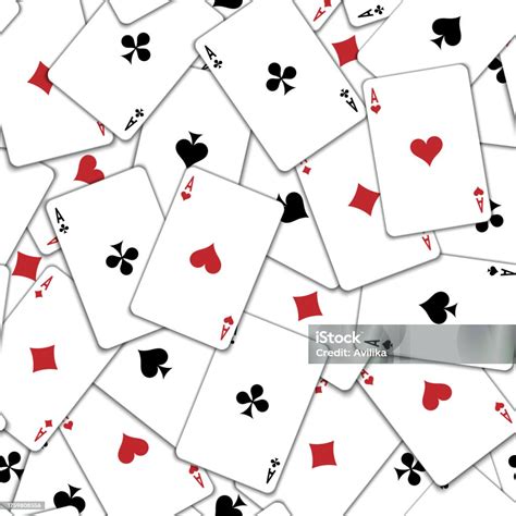 트럼프패가 있는 패턴 테이블에 흩어져 있는 카드 놀이 카드 놀이의 한 벌 스페이드 하트 클럽 다이아몬드 가능성에 대한 스톡 벡터 아트 및 기타 이미지 Istock