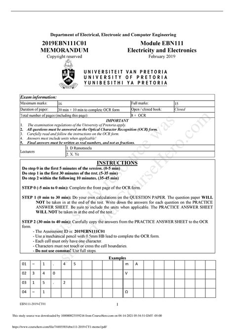 ebn111 2019 ct1 memo 1 memo for first class test ebn111 2019 ct 1 department of electrical