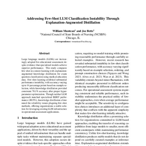 Addressing Few Shot Llm Classification Instability Through Explanation