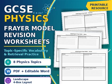 Gcse Physics Revision Frayer Model Worksheets Topic Specific