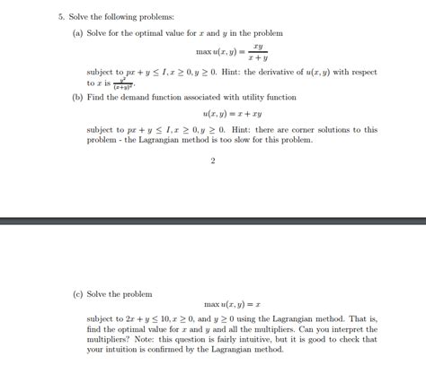 Solved 5 Solve The Following Problems A Solve For The