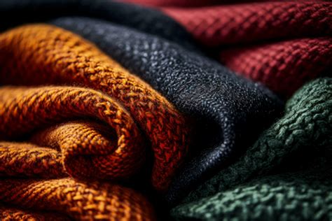 Close Up Imagery Capturing The Rich Textures Of Woven Woolen Fabrics