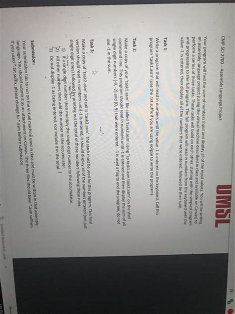 CMP SCI Assembly Language Project UMSL Your Chegg Com