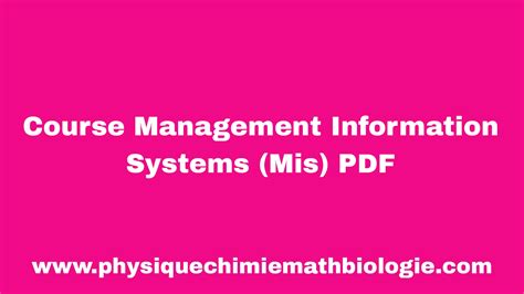 course management information systems mis pdf
