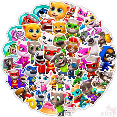 50pcs Set Talking Tom And Friends Series 01 Stickers Diy Waterproof
