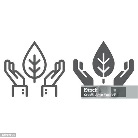 흰색 배경에 Eps 10 공장 라인과 문자 모양 아이콘 생태학 에너지 식물 보존 서명 벡터 그래픽 선형 패턴을 들고 손 개념에 대한 스톡 벡터 아트 및 기타 이미지 Istock