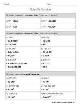 Scientific Notation Quiz Worksheet By Maddy Iris TPT