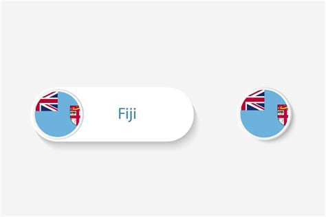 Fiji Button Flag In Illustration Of Oval Shaped With Word Of Fiji And