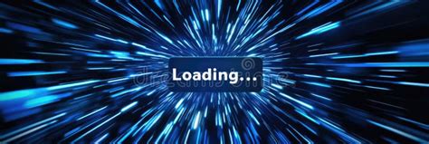 Loading Word On Black Digital Tech Background Blue Lines On Monitor Screen Stock Illustration