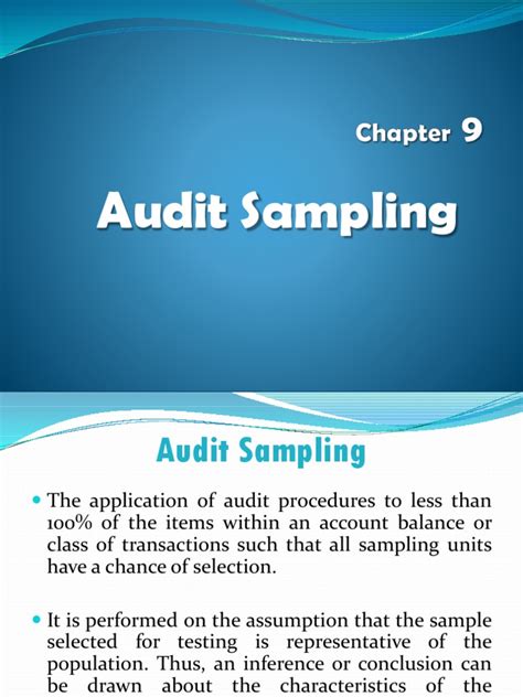 Audit Sampling Chapter 9 Sampling Statistics Sample Size