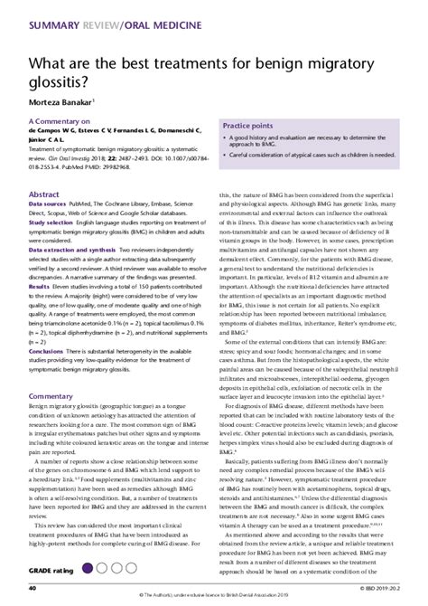 Pdf What Are The Best Treatments For Benign Migratory Glossitis