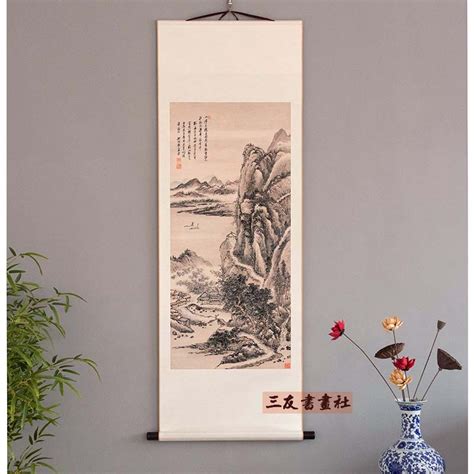 清代國畫詩意山水軸王翚一徑至橋圖卷軸掛畫復制畫心高清原大宣紙 蝦皮購物