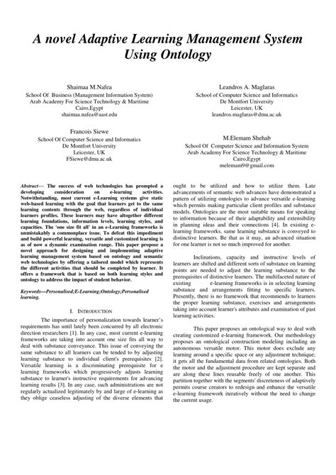 Pdf A Novel Adaptive Learning Management System Using Ontology
