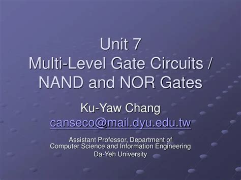 ppt unit 7 multi level gate circuits nand and nor gates powerpoint
