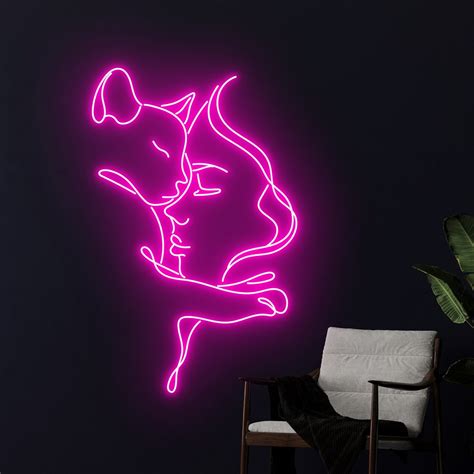 Cat Girl Led Sign Cat Woman Led Light Cat Lady Neon Sign Cat Neon Light Pet Room Wall Art