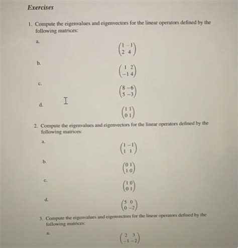 Solved Exercises Compute The Eigenvalues And Eigenvectors Chegg