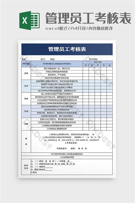 เทมเพลต Excel สำหรับแบบประเมินพนักงานการจัดการองค์กร เทมเพลต Excel