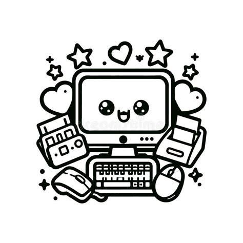 Hand Drawn Tech Setup With Computer And Devices Stock Vector Illustration Of Drawing Desktop