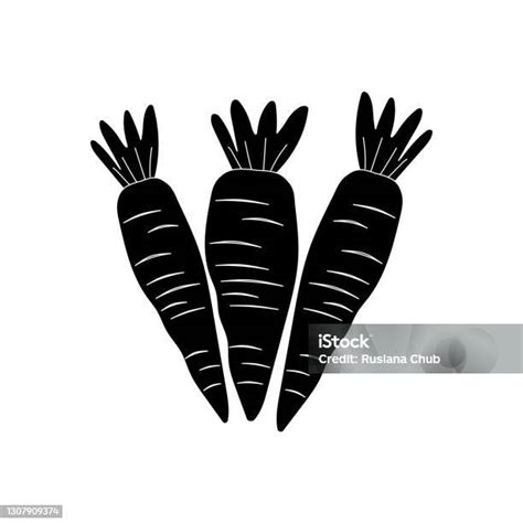 당근은 흰색 배경에 검은 색 윤곽선으로 그려집니다 엽서 주방 직물 메뉴 레스토랑에 대한 야채의 귀여운 그림 얇은 선 사용자 정의 일러스트레이션 벡터 그래픽 개념에 대한 스톡