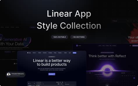 Linear App Style Landing Page Collection — 50 Sections — 100 Editable — Free Figma