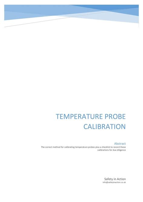 Temperature Probe Calibration Safety In Action
